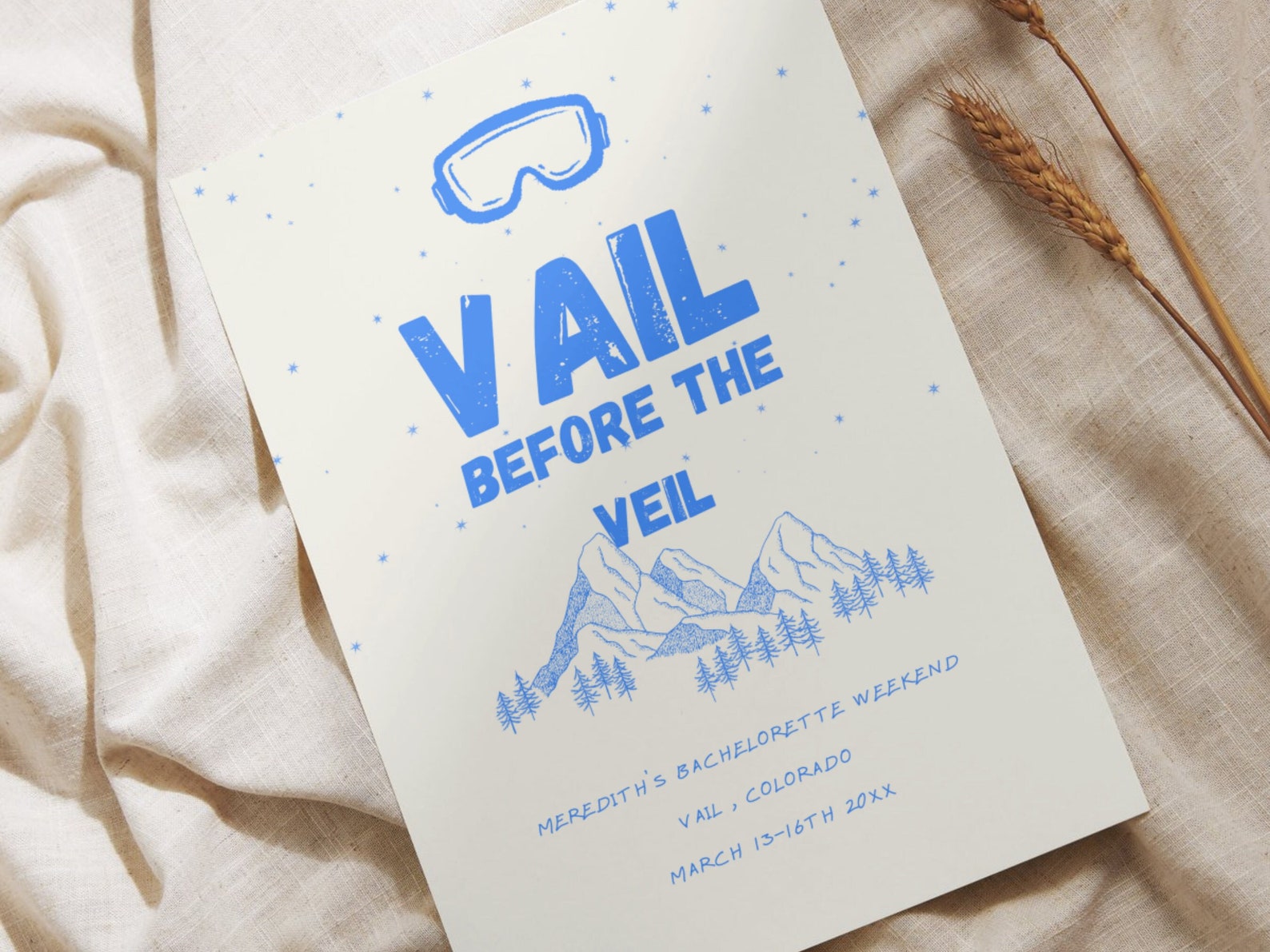 Vail Before the Veil Bachelorette Itinerary Invitation Template, Skiing ...