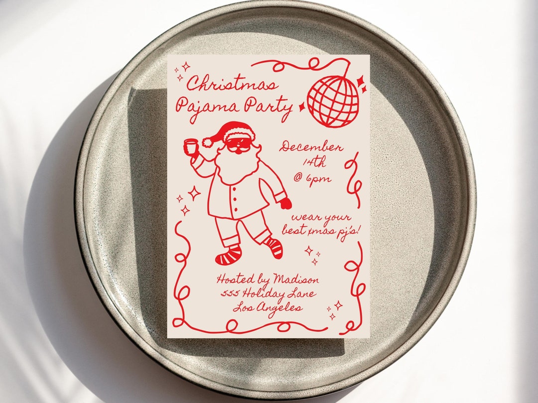 Christmas Pajama Party Invitation, Holiday Pajama Party, Christmas ...