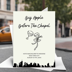Big Apple Before the Chapel Bachelorette Itinerary Invitation Template ...