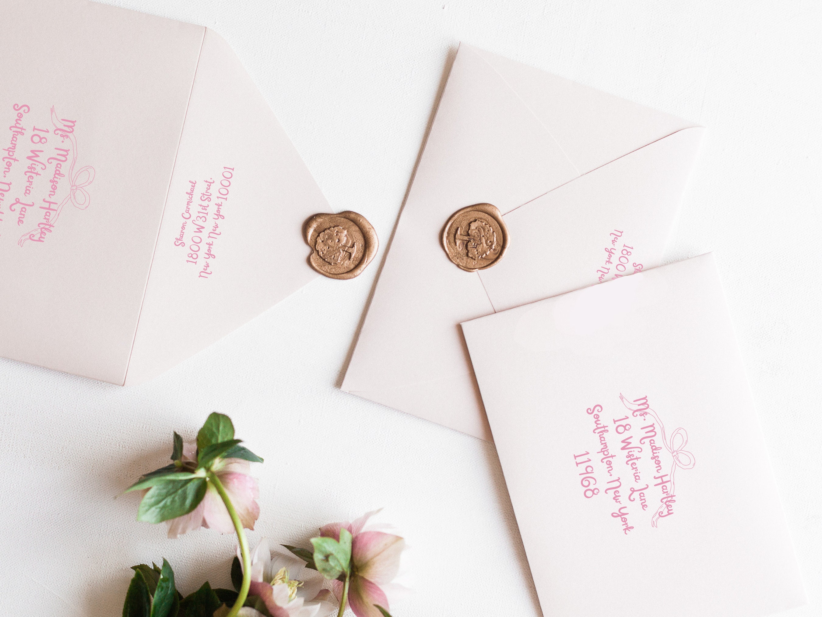 Pink Bow Address Envelope Labels | Envelope Address Template Printing ...