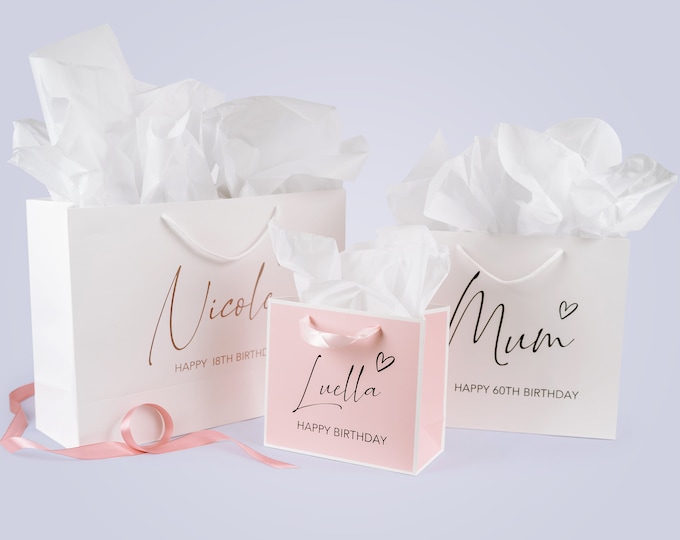 Personalized Gift Bag, Bridesmaid Gift Bag, Pink Gift Bag, Gift Bags ...