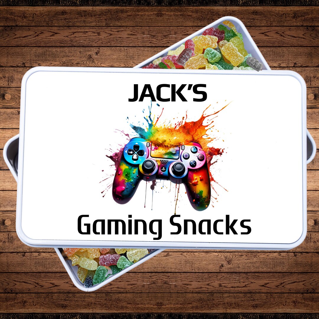 Personalised Gaming Snacks Tin, Gift for Teenage Boy, Gaming Gifts ...