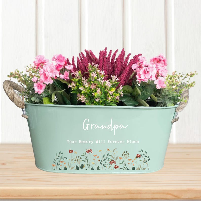 Personalised Memorial Planter, Memorial for Dad, Grandad, Cemetery ...