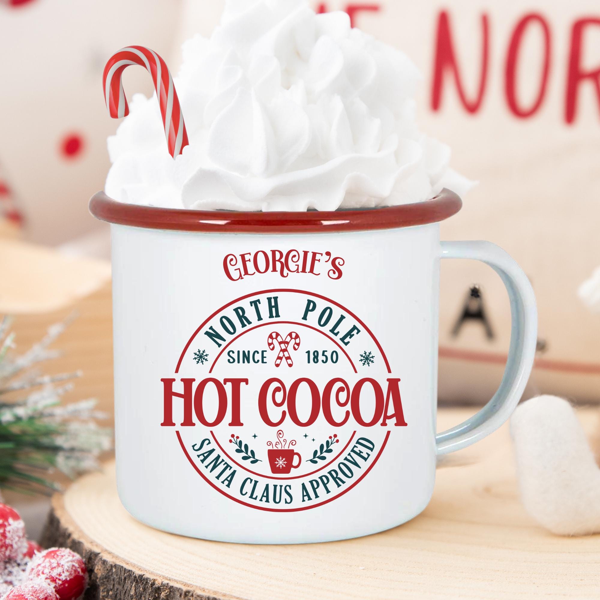 Personalised Christmas Hot Chocolate Mug,hot Cocoa Mug, Kids Enamel ...