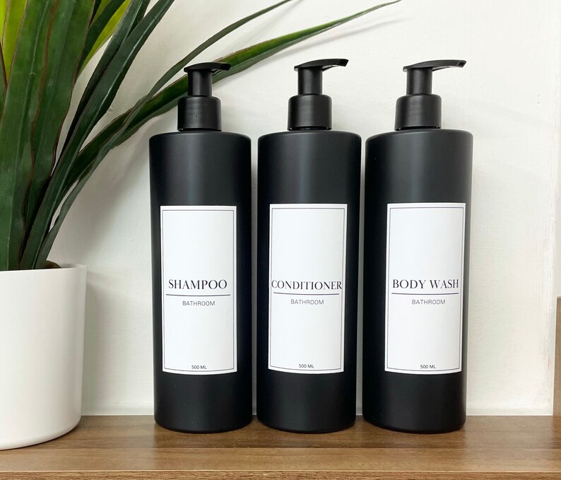 Matt Black Minimal White Label Shampoo and Conditioner Pump - Etsy