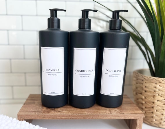 Matt Black Minimal White Label Shampoo and Conditioner Pump - Etsy
