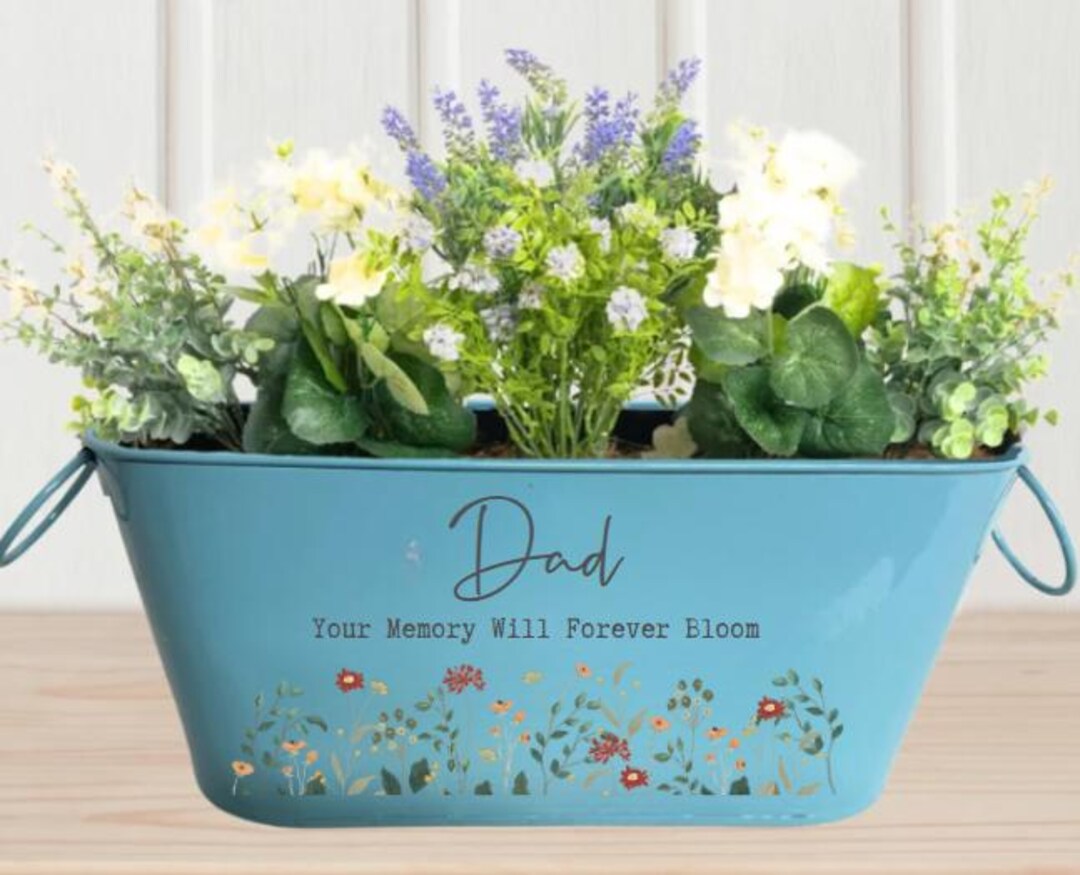 Personalised Memorial Planter, Memorial for Dad, Grandad, Cemetery ...