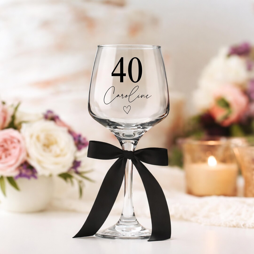 Personalised Milestone Birthday Wine Glass, UV Printed - Etsy
