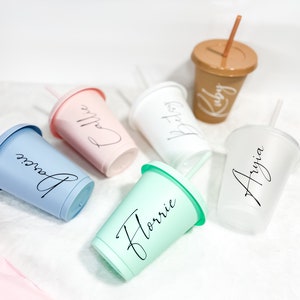 Personalised Kids Cold Cup With Straw, Starbucks Inspired, Pastel ...