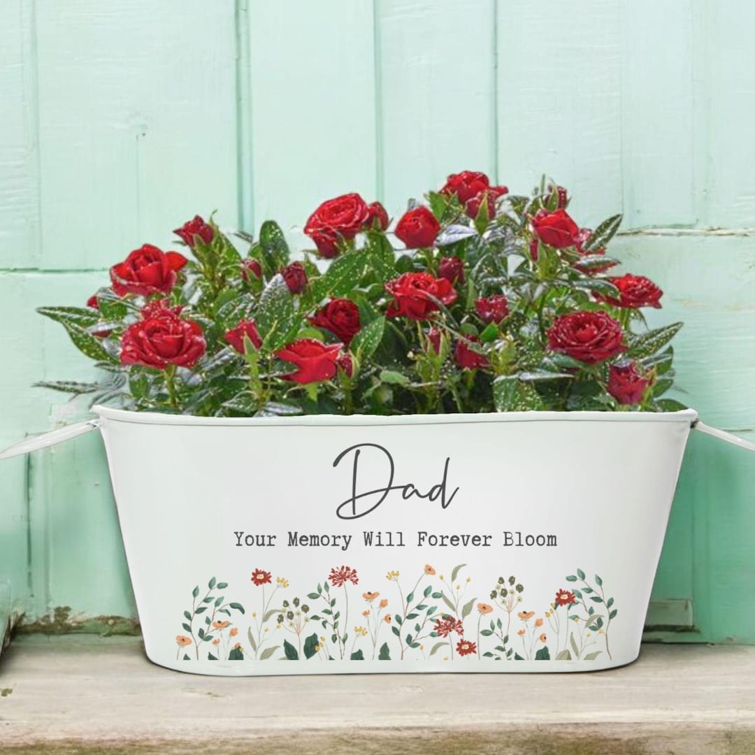 Personalised Memorial Planter, Memorial for Dad, Grandad, Cemetery ...