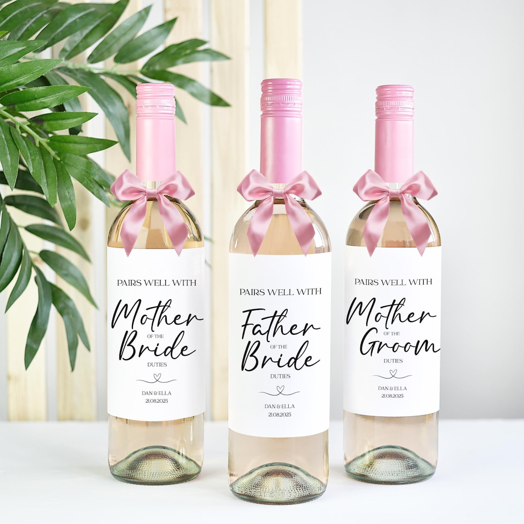 Personalised Wedding Wine Bottle Label: Bridal Party Gift, Waterproof ...