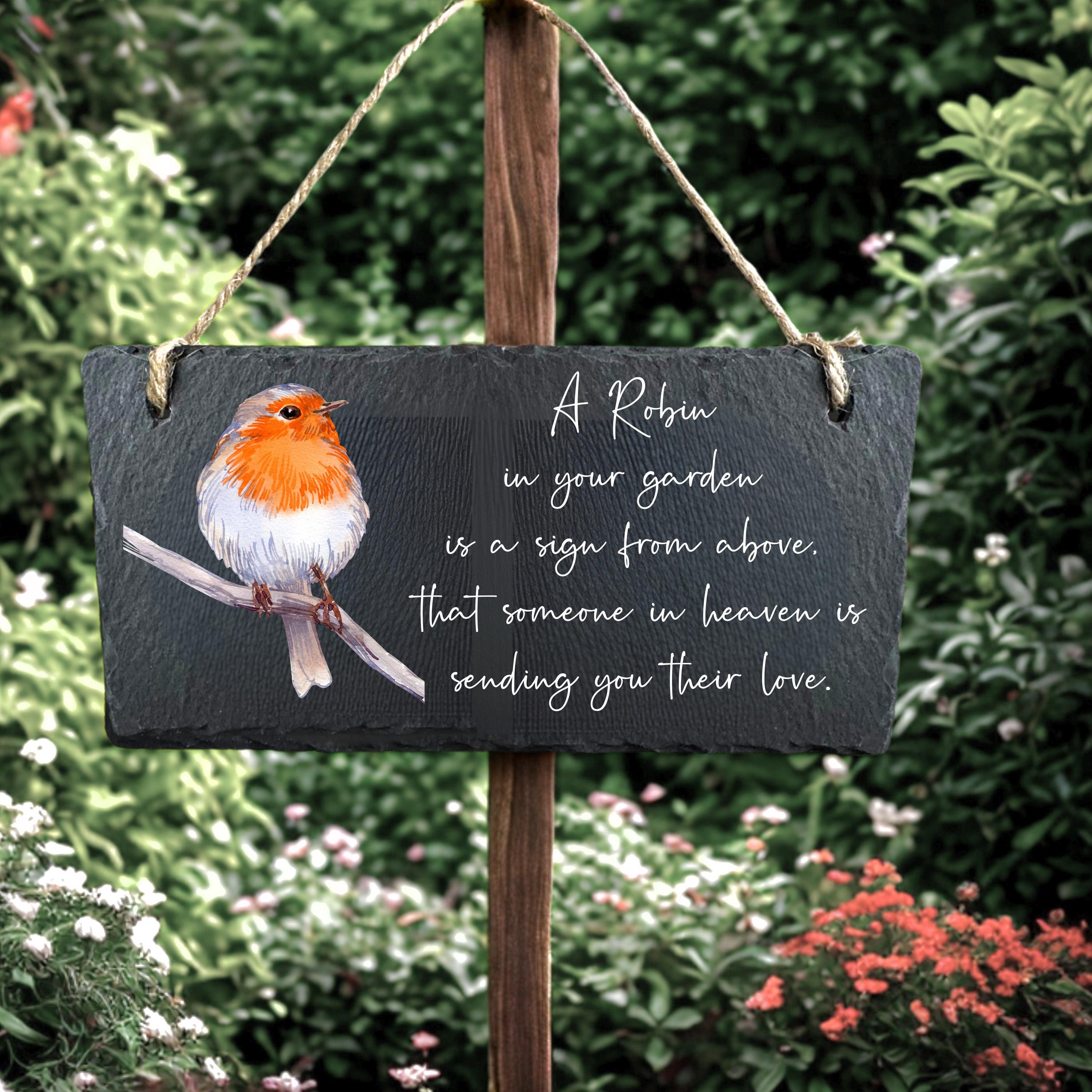 Robin Memorial Slate Hanging Sign: Remembrance Garden Plaque - Etsy UK