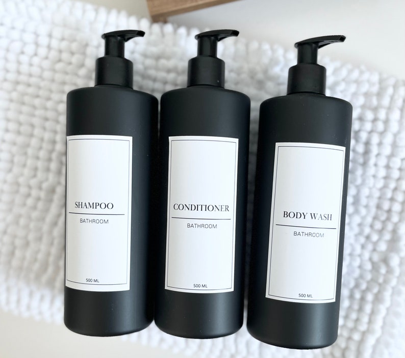 Matt Black Minimal White Label Shampoo and Conditioner Pump - Etsy