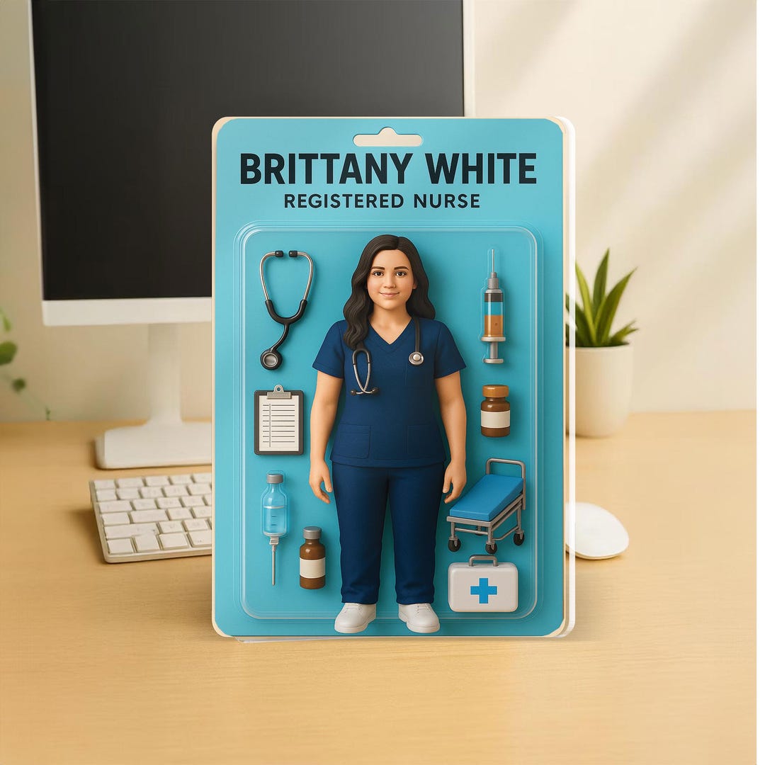 Custom 3D Effect Nurse Action Figure Plaque, Custom Face RN Nurse Flat ...