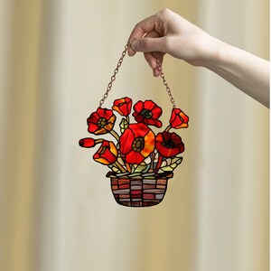 Poppy Window Decor, Mica Poppy Flowers Suncatcher, Acrylic Window ...