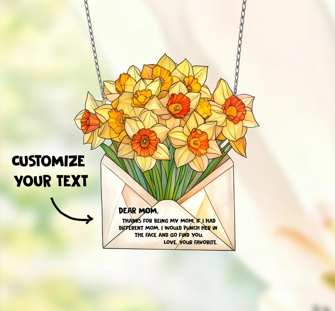 Daffodils Floral Letters Window Decor, Letter to Mom Acrylic Window ...