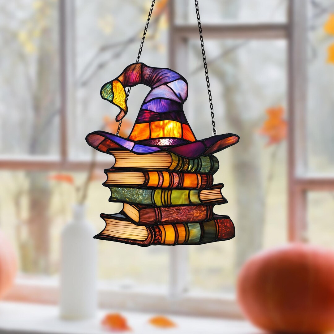 Halloween Spooky Ghost Reading Book Acrylic Window Decor, Spooky Reader ...
