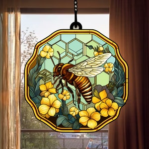 Honey Bee and Hive Window Decor, Bee Wall Decor, Acrylic Honey Bee ...