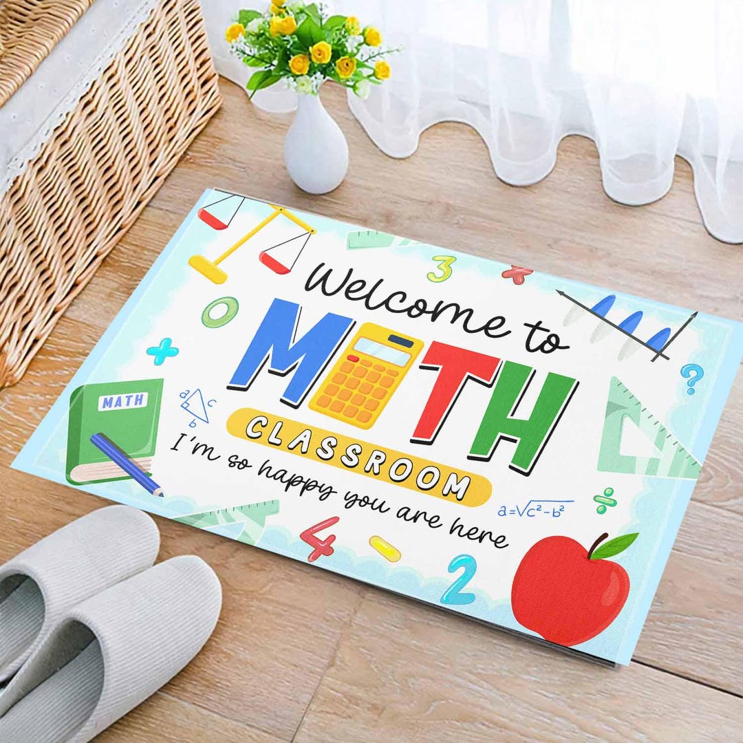 Personalized Teacher Classroom Doormat, Math Teacher Rug, Teacher Lover ...