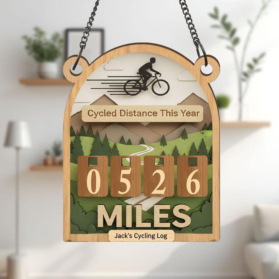 Custom Cycling Miles Tracker Sign: Wooden Cycling Log Display, Bike ...