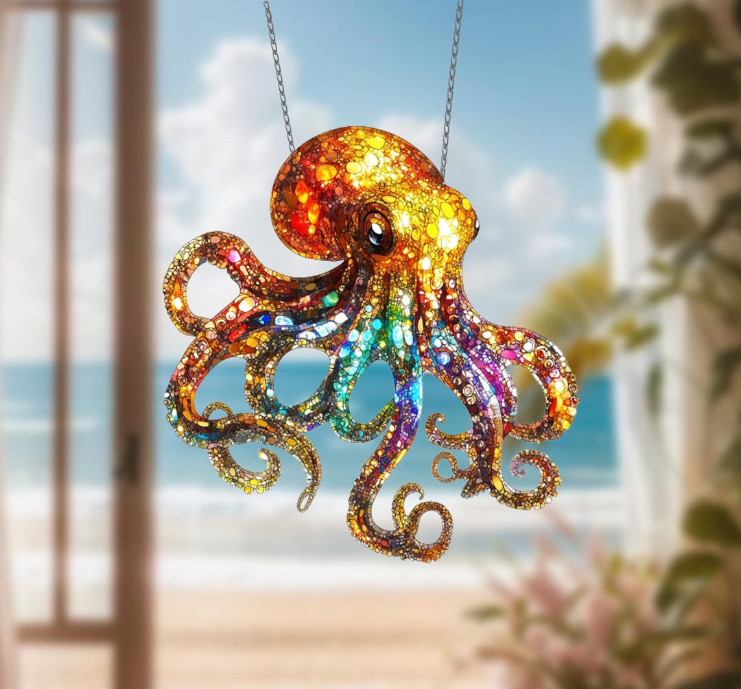 Galaxy Octopus Acrylic Window Decor, Sea Octopus Decor, Acrylic Octopus ...