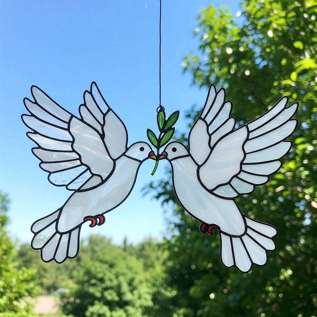 Couple Doves Stained Glass Pattern: Wedding Decor (PDF Download) - Etsy