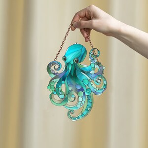 Blue Octopus Acrylic Window Hanging: Sea Decor Art - Etsy