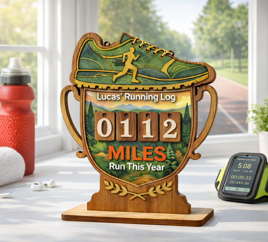 Personalized Running Miles Tracker Sign, Running Log Sign, Yearly ...