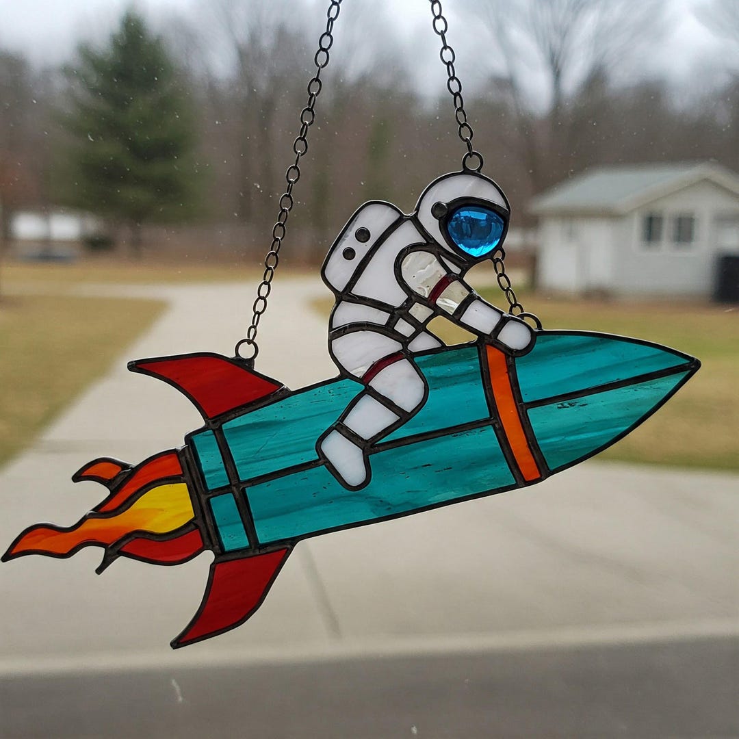 Digital Download Astronaut and Spaceship Stained Glass PATTERN ...