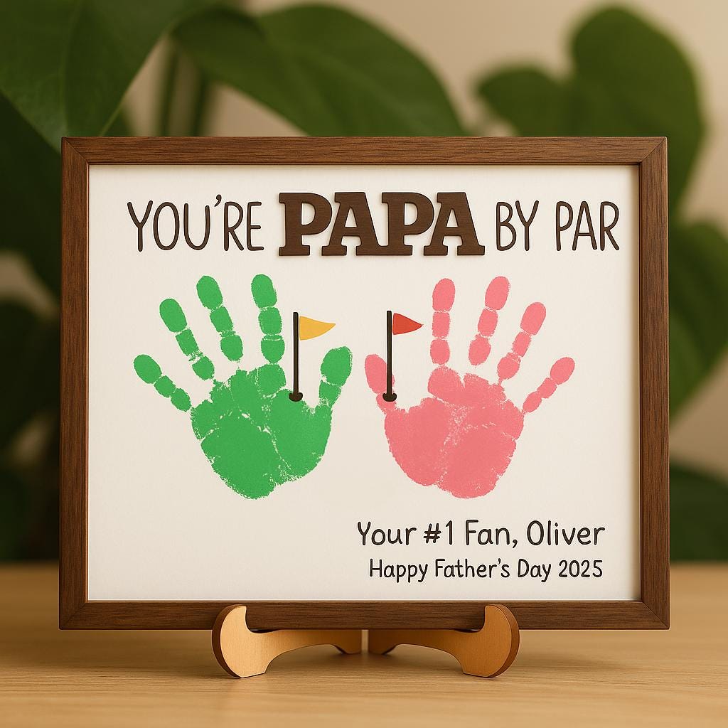 Personalized Father’s Day Golf Handprint Sign, Golf 2 Layers Sign for ...