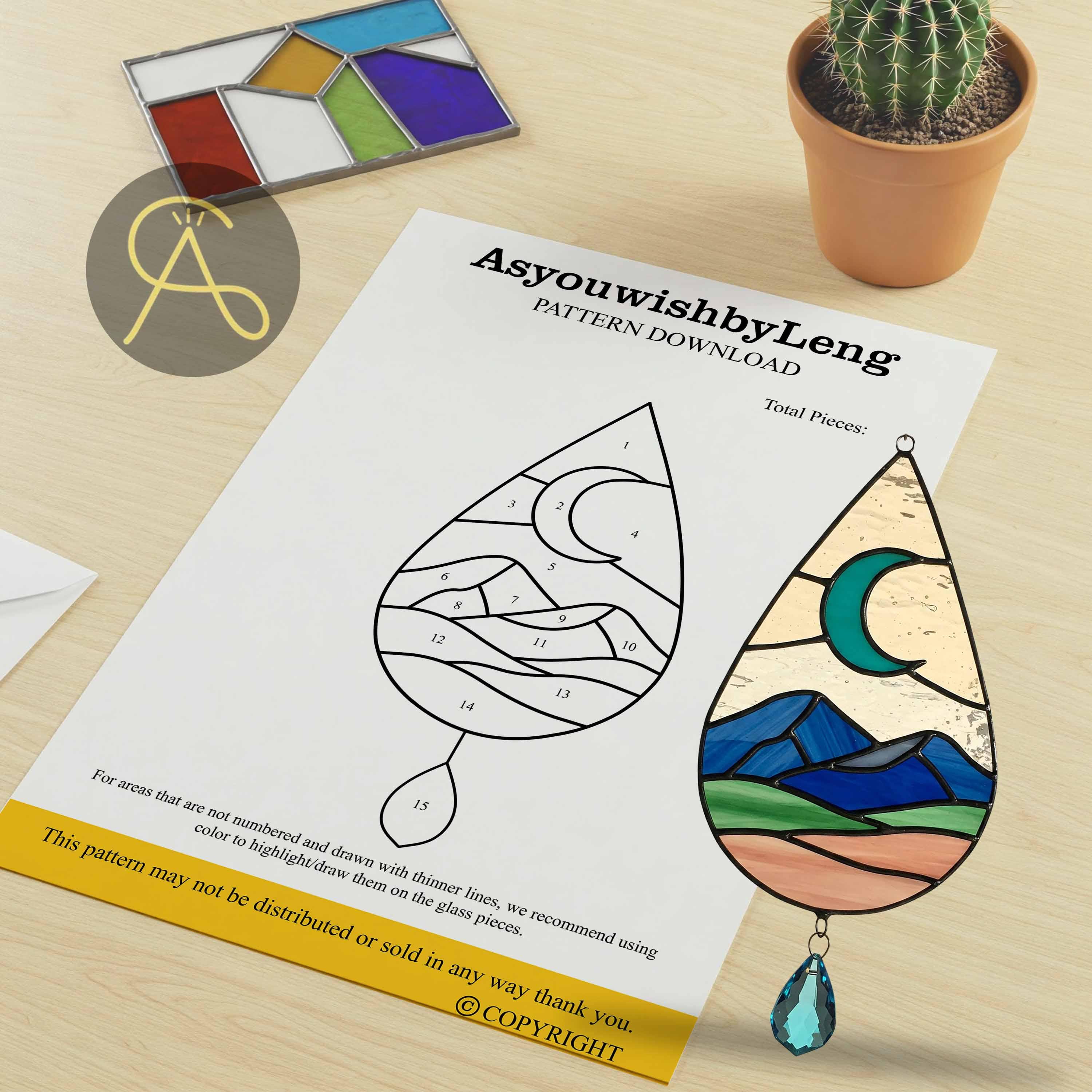 Teardrop Mountain Stained Glass Pattern: DIY Beginner Project (digital ...