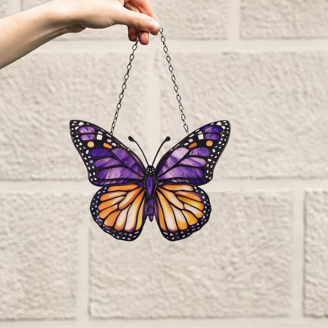 Monarch Butterfly Window Hanging, Mica Flowers, Flowers Acrylic Window ...