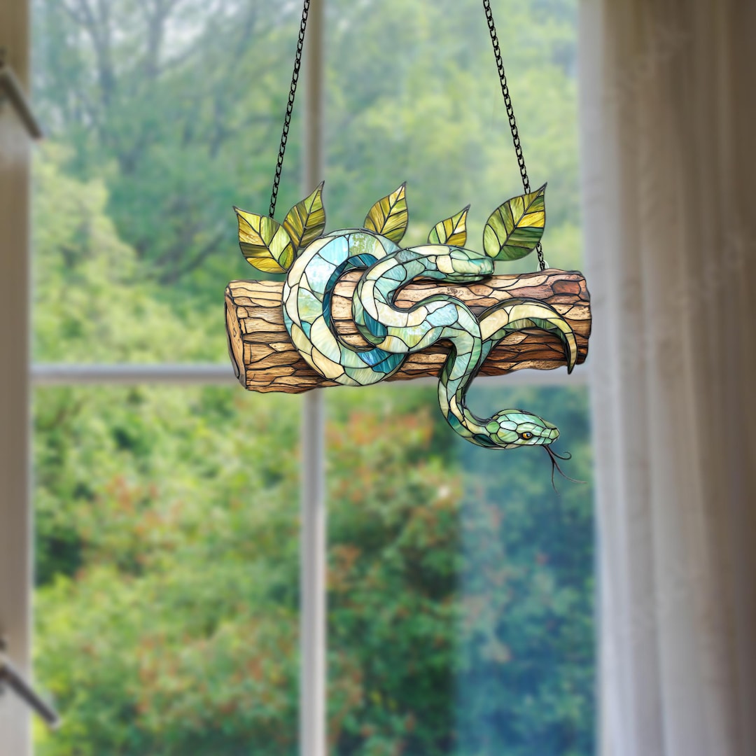 Snake Swirls Wood Acrylic Window Decor, Twisting Snake Wall Window ...