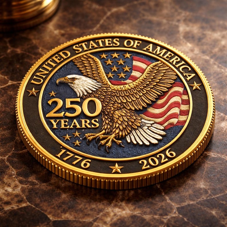 United States 250 Years of Freedom 3D Art Coin, 1776-2026, 250TH ...