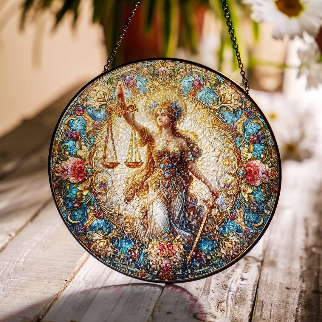 Scales of Justice GLASS Window Hanging, Glass Suncatcher, Lawyer Gift ...
