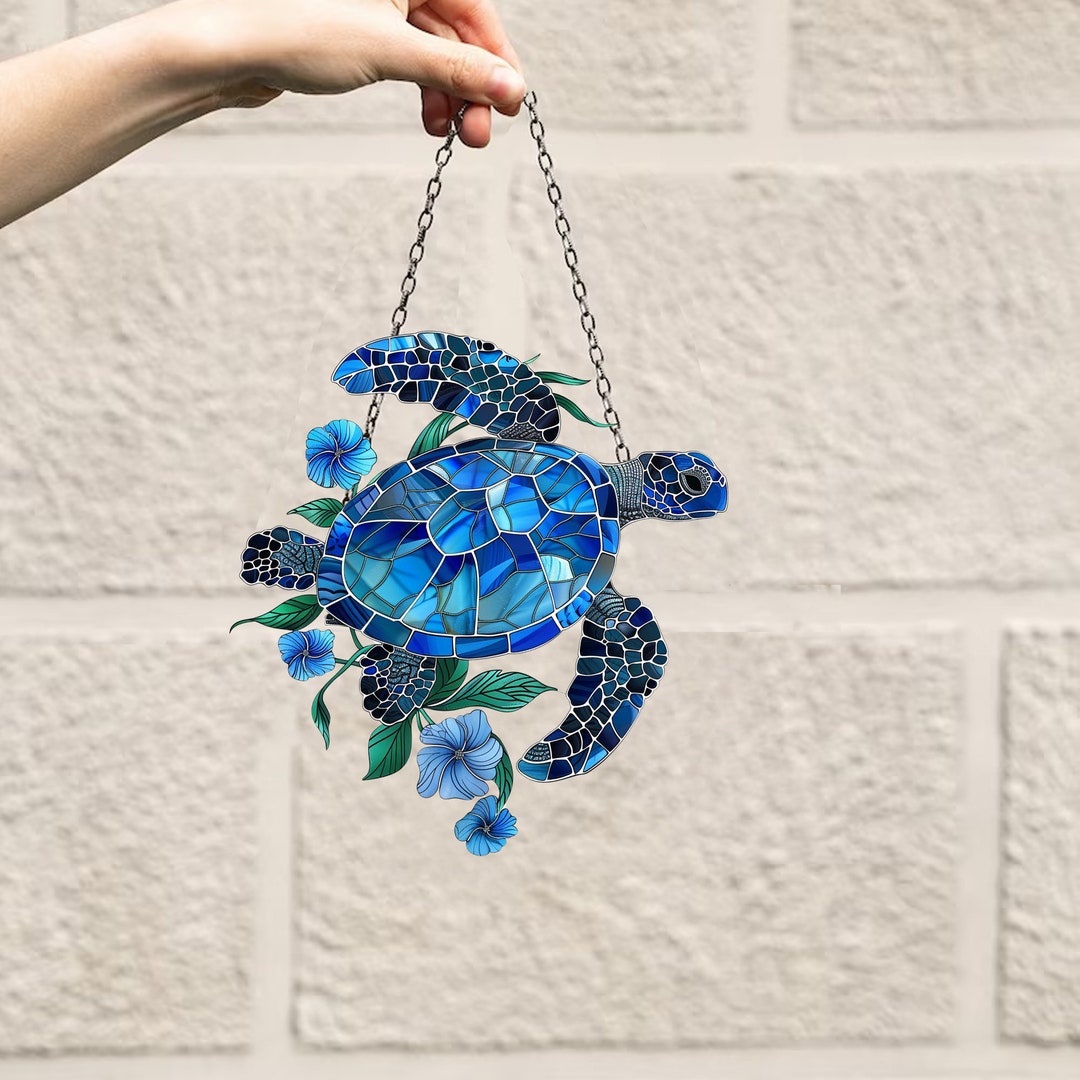 Blue Turtle Acrylic Window Decor, Sea Turtle Decor, Acrylic Turtle ...