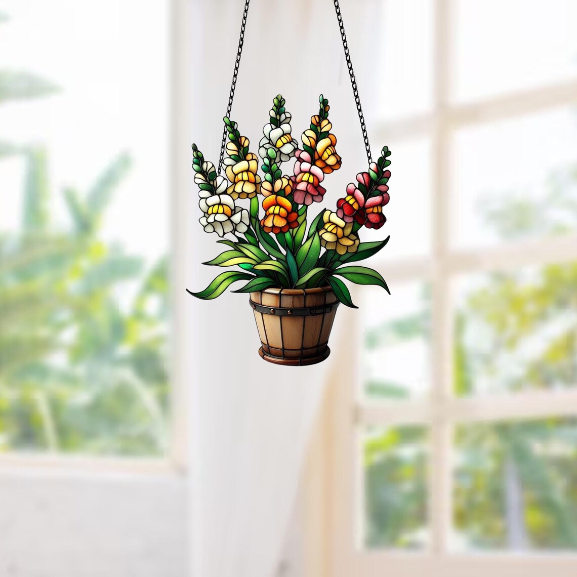 Snapdragon Flowers Window Hanging, Flowers Acrylic Window Hanging Art ...