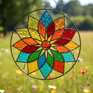 Digital Download Geometric Flower Stained Glass PATTERN, Festive ...