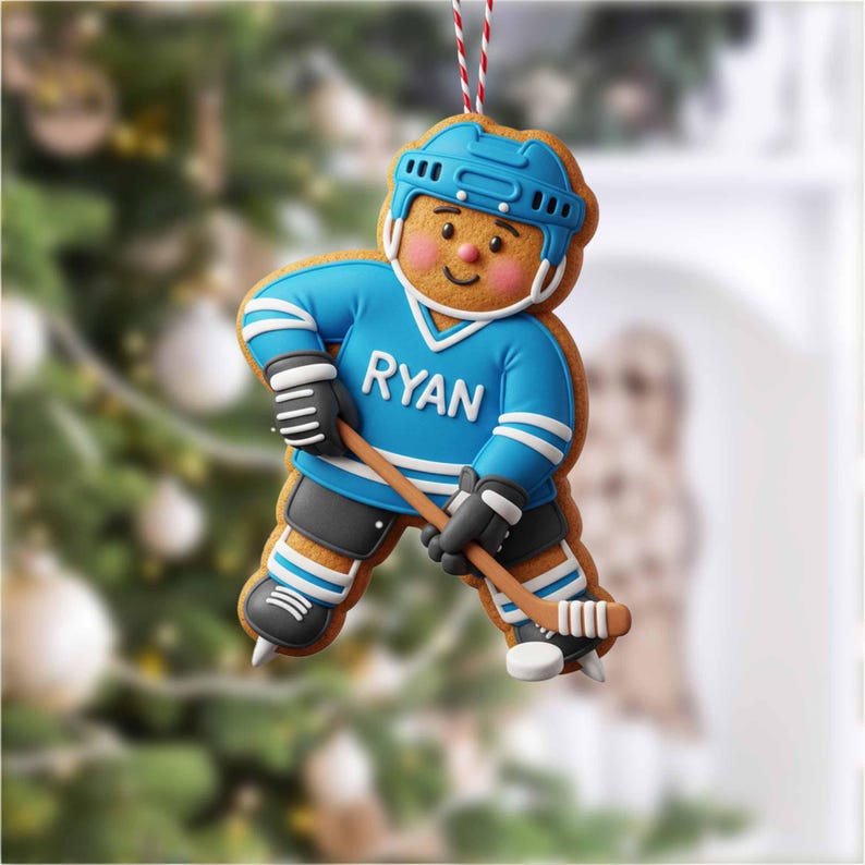 Custom Name Ice Hockey Gingerbread Ornament: Gift for Hockey Lovers - Etsy