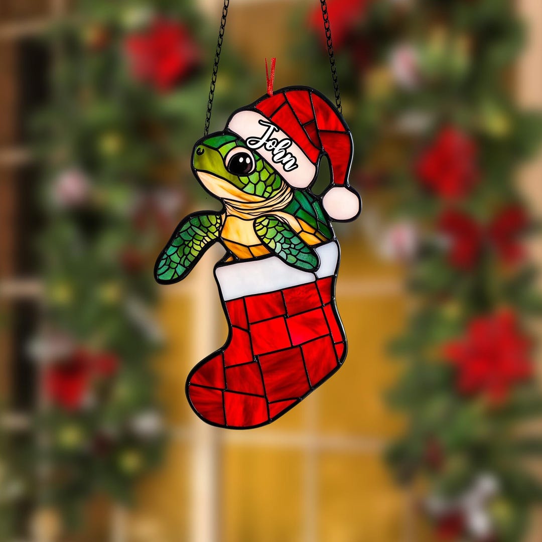 Personalized Christmas Sea Turtle Ornament, Xmas Tree Decor, Christmas ...