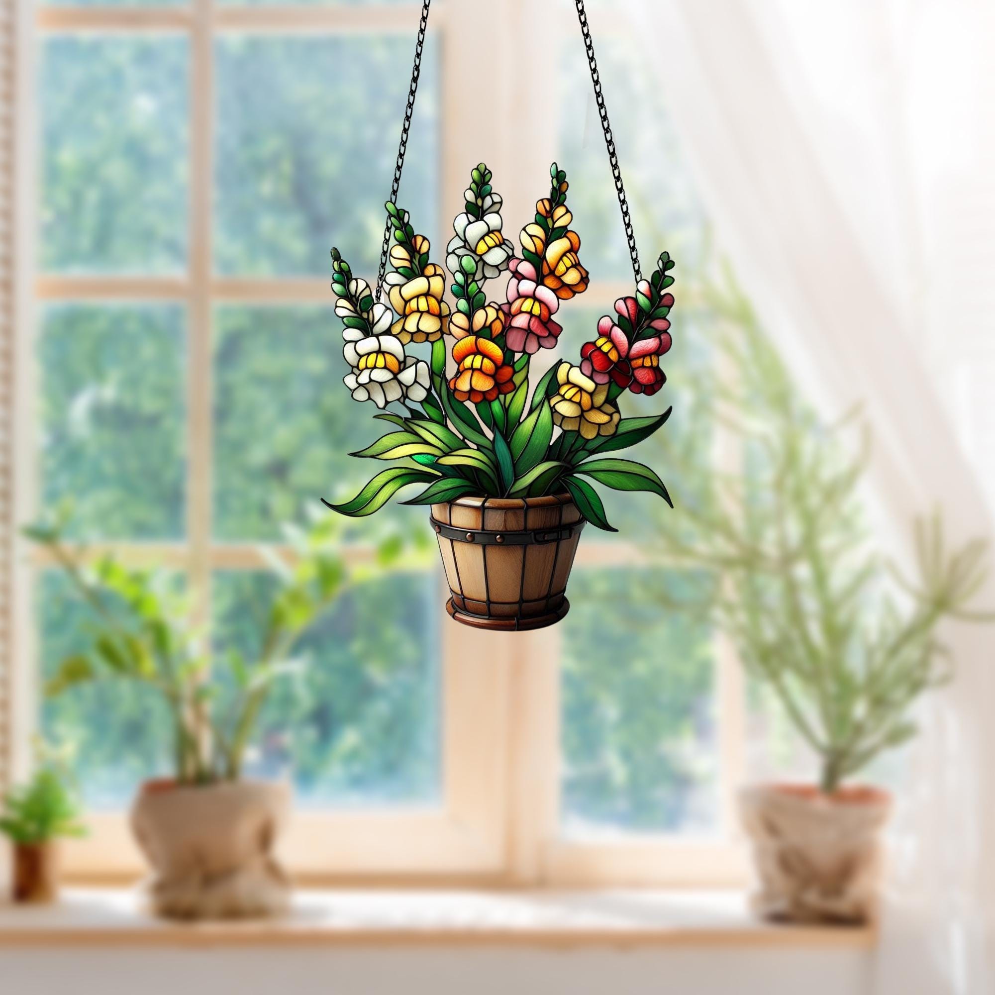 Snapdragon Flowers Window Hanging, Flowers Acrylic Window Hanging Art ...
