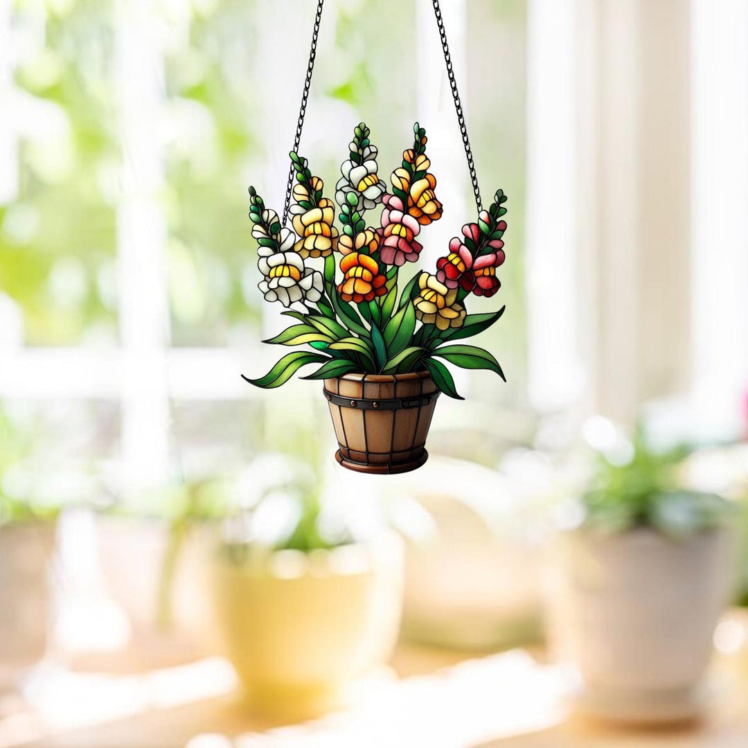 Snapdragon Flowers Window Hanging, Flowers Acrylic Window Hanging Art ...