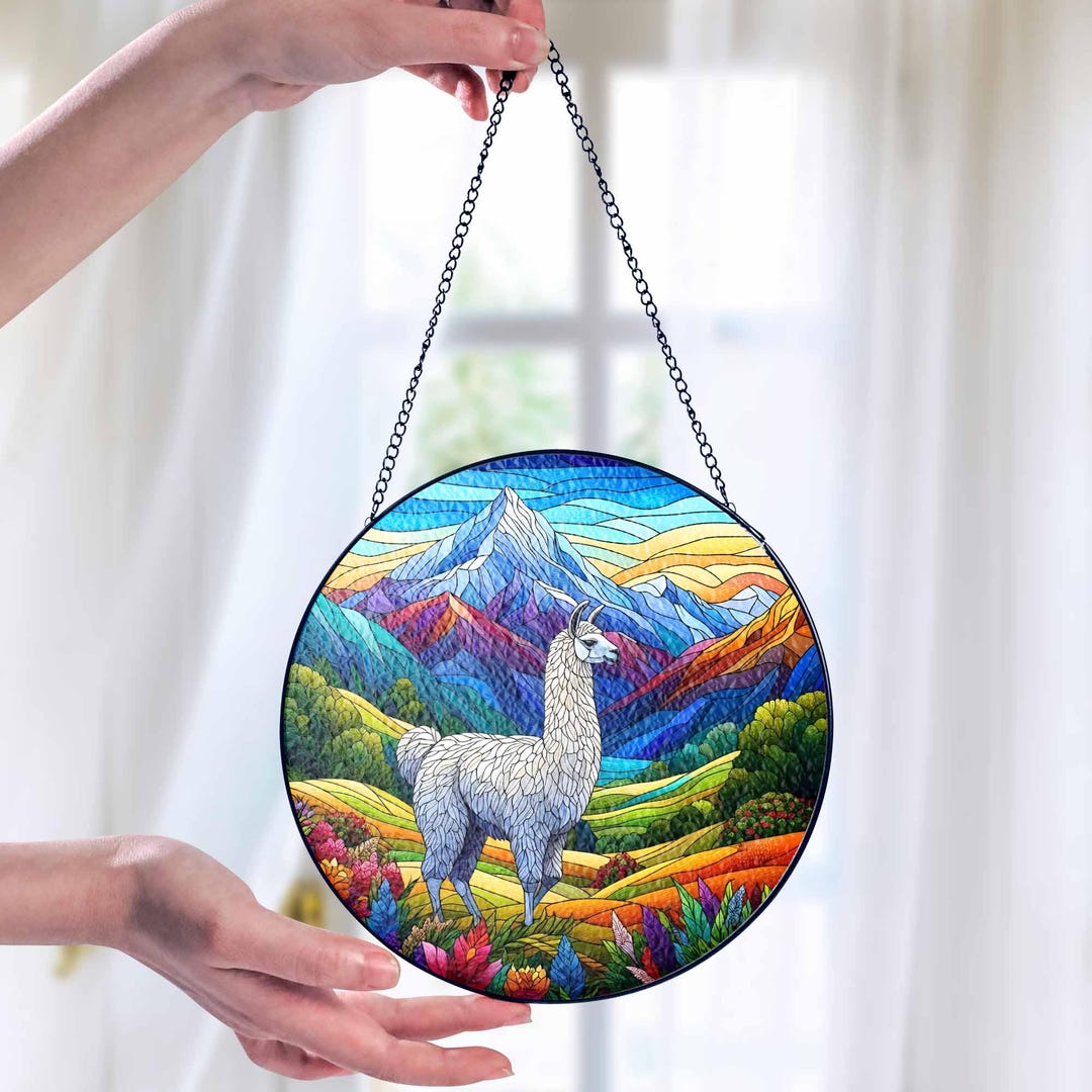 Llama Stained Glass Suncatcher: Alpaca Window Hanging Charm - Etsy