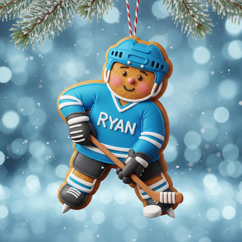 Custom Name Ice Hockey Gingerbread Ornament: Gift for Hockey Lovers - Etsy