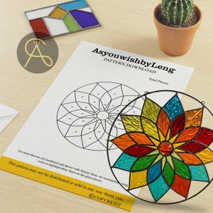 Digital Download Geometric Flower Stained Glass PATTERN, Festive ...