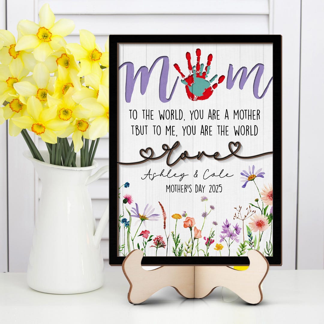 Personalized Mothers Day Handprint Sign, I Love My Mom Bee-cause, Mom ...