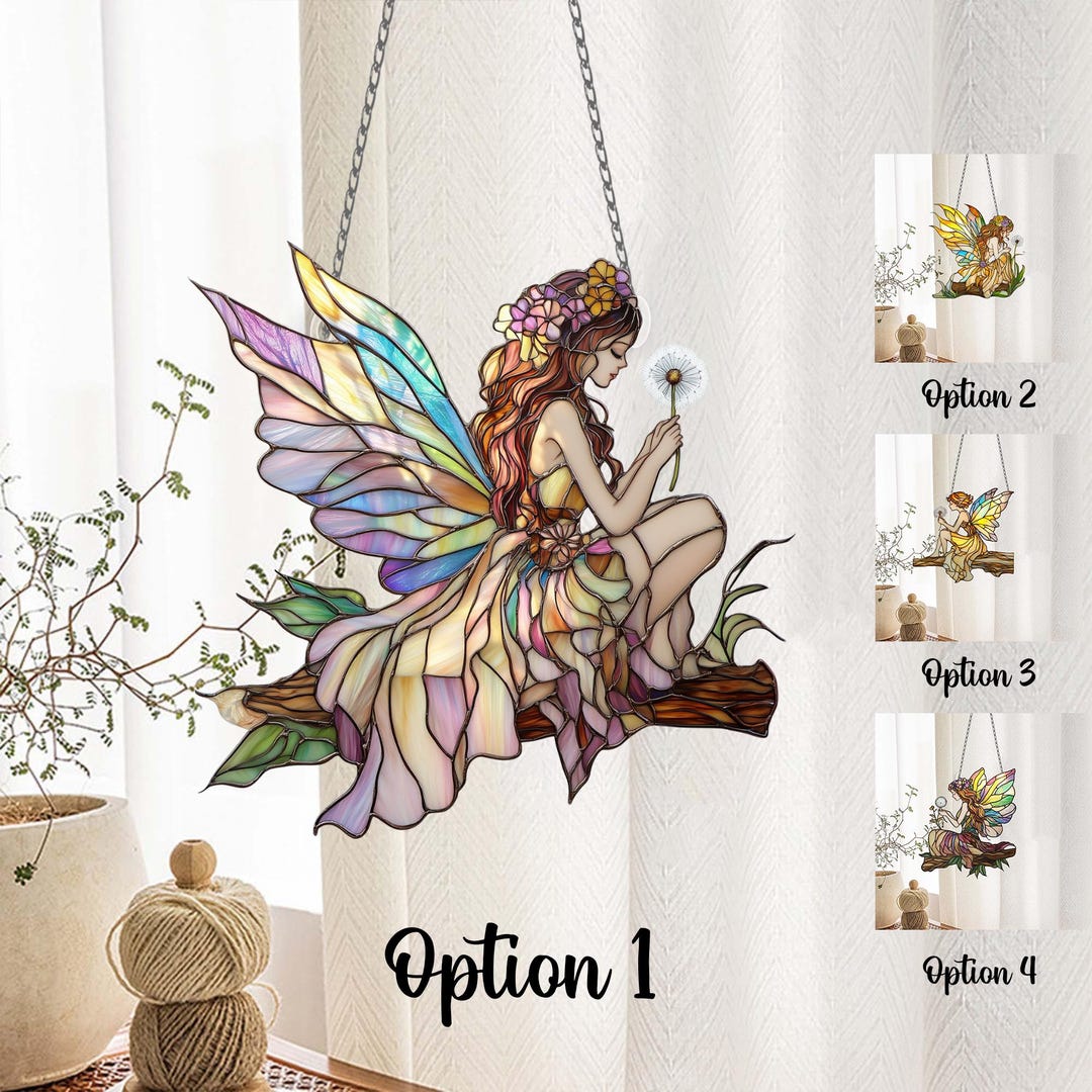 Fairies Flower Acrylic Window Hanging, Fairies Flowers Wall Art ...