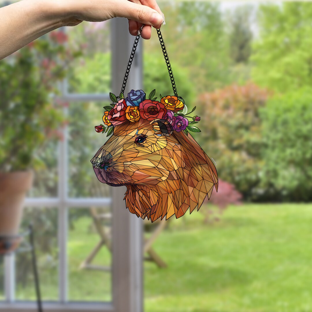 Capybaras Acrylic Window Hanging, Capybaras Wall Window Hanging Art ...