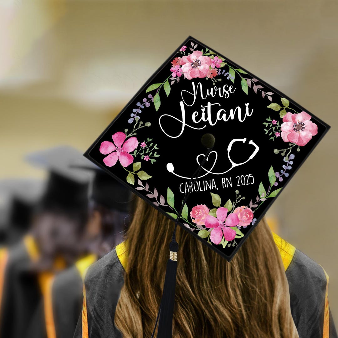 Personalized Nurse Graduation Cap Topper: Floral Bow, Custom RN Decor ...