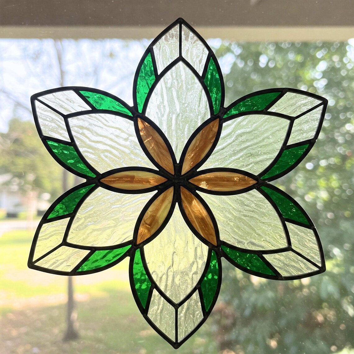Geometric Flower Suncatcher Stained Glass Pattern (digital Download) - Etsy